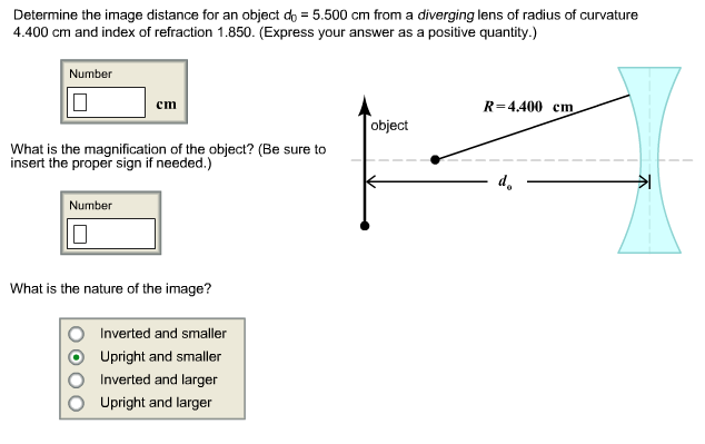 Solved Determine the image distance for an object d0 = 5.500 | Chegg.com
