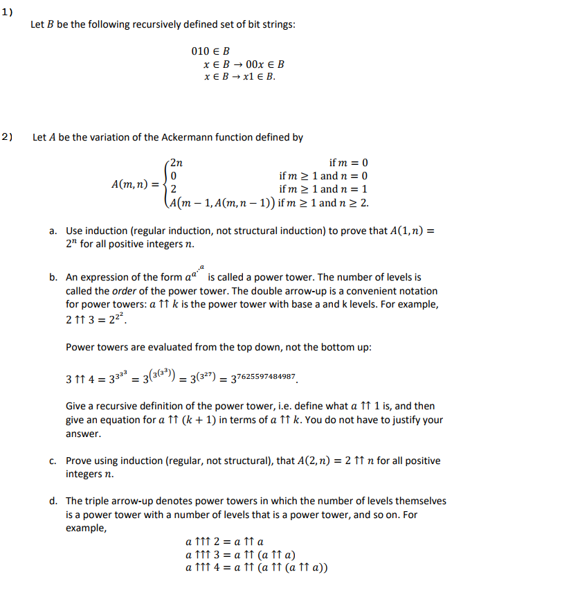 Solved Let B Be The Following Recursively Defined Set Of Bit