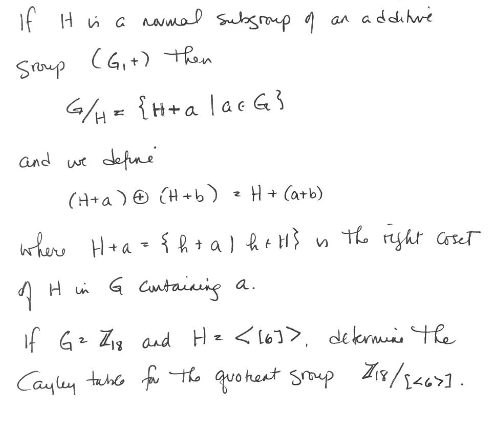 Solved If His a normal subgroup of an additive group (G1+) | Chegg.com