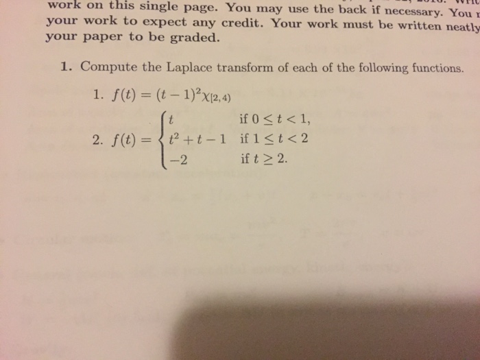 Solved Compute the Laplace transform of each of the | Chegg.com