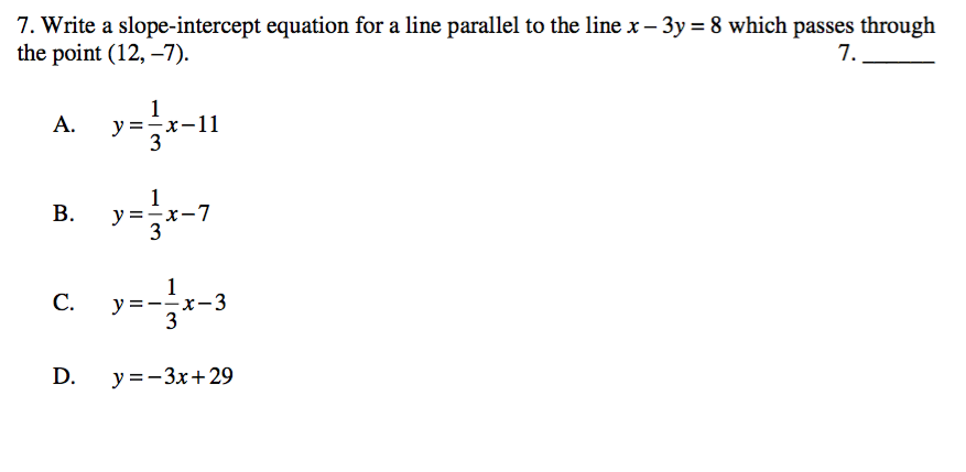 Solved Write a slope-intercept equation for a line parallel | Chegg.com