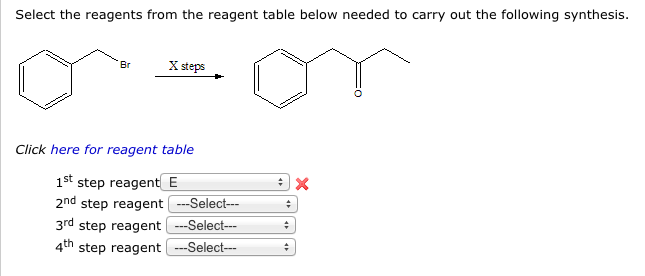 Solved Select the reagents from the reagent table below | Chegg.com