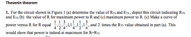 Solved Thevenin theorem 1. For the circuit shown in Figure 1 | Chegg.com