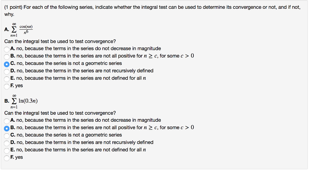 Solved (1 point) For each of the following series, indicate | Chegg.com