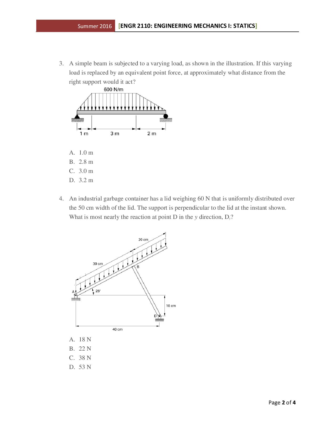Solved A simple beam is subjected to a varying load, as | Chegg.com