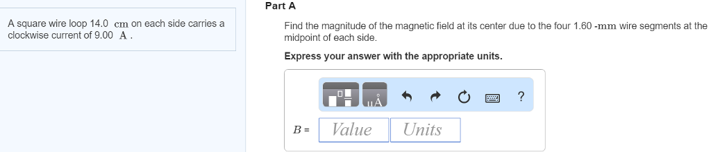 Solved A square wire loop 14.0 cm on each side carries a | Chegg.com