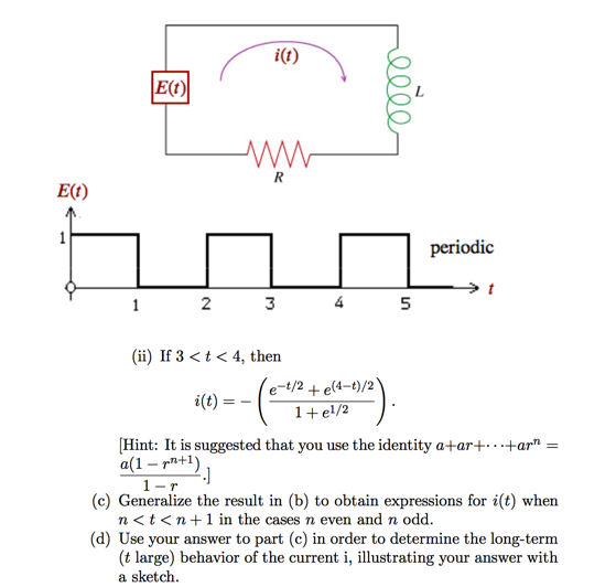 Solved The current strength i(t) in the "LR circuit" | Chegg.com