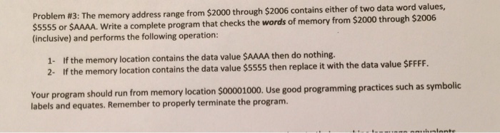 Solved Problem #3: The memory address range from $2000 | Chegg.com