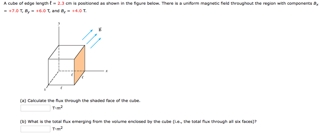 Solved A cube of edge length l = 2.3 cm is positioned as | Chegg.com