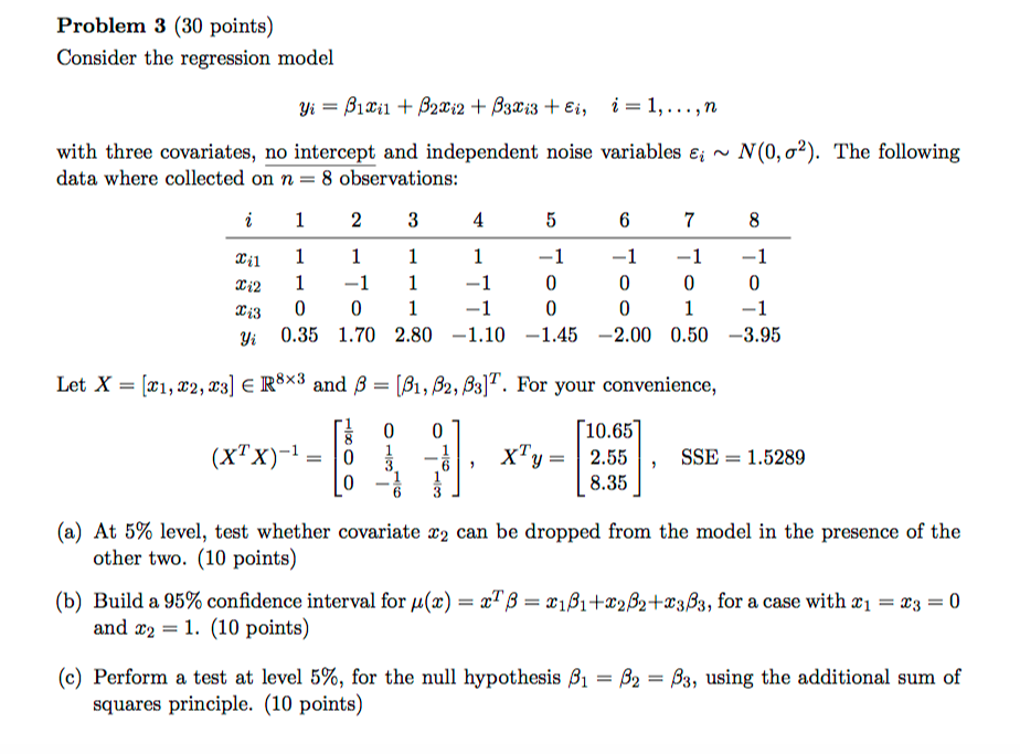 Solved Consider the regression model yi = beta _1 x_i1 + | Chegg.com