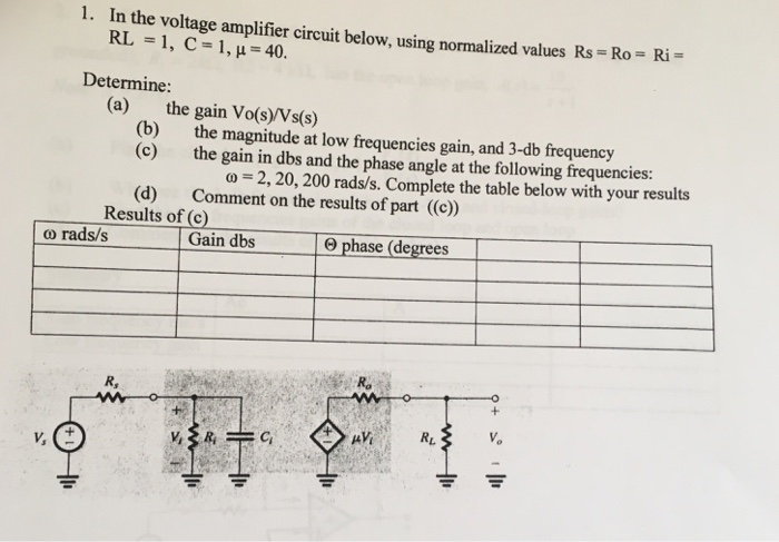 Solved In the voltage amplifier circuit below, using | Chegg.com