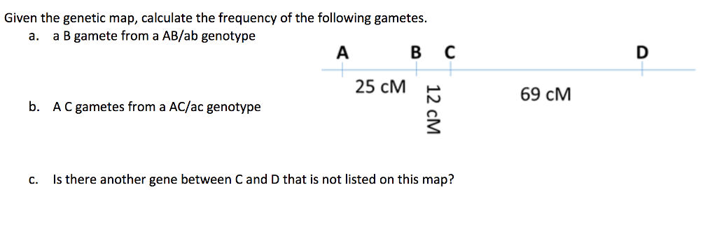 Solved Given the genetic map, calculate the frequency of the | Chegg.com