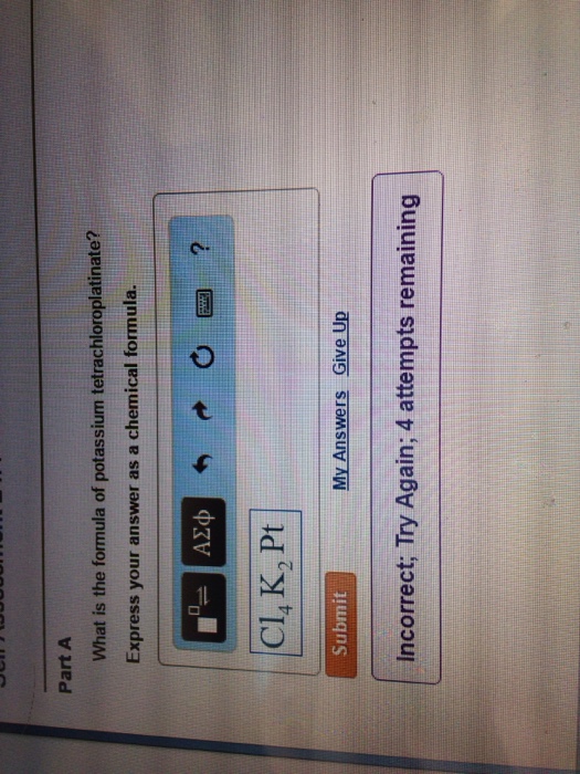 Solved what is the formula of potassium tetrachloroplatinate | Chegg.com