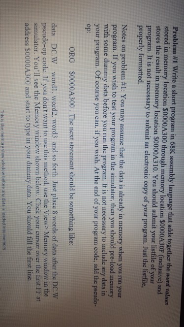 Solved Problem #1 Write a short program in 68K assembly | Chegg.com