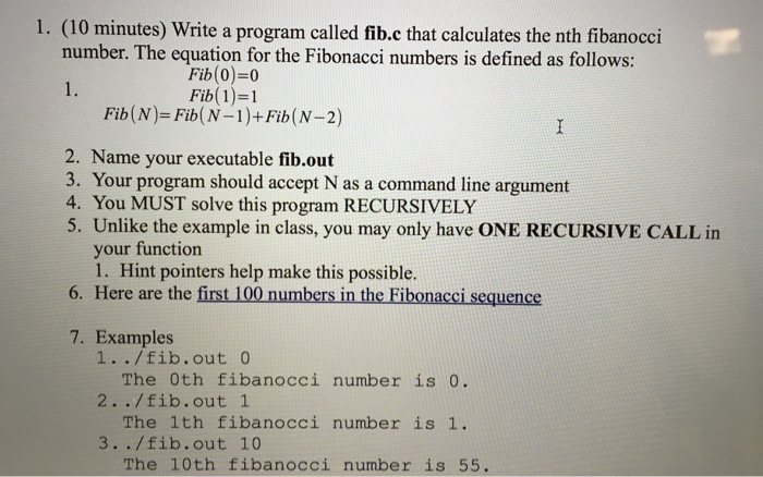 Solved Write a program called fib.c that calculates the nth | Chegg.com
