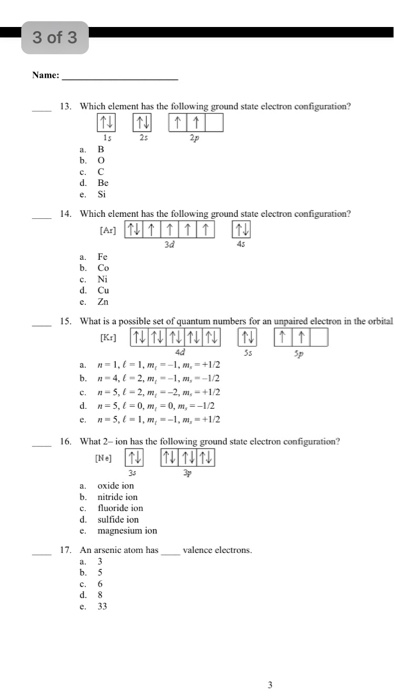 Solved Which element has the following ground state electron | Chegg.com