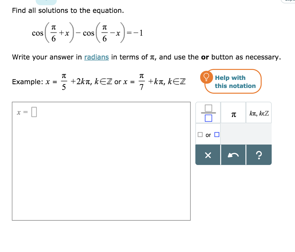 Solved Find all solutions to the equation. coS write your | Chegg.com