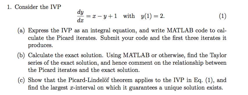 Solved 1. Consider the IVP d with v() -2. (a) Express the | Chegg.com