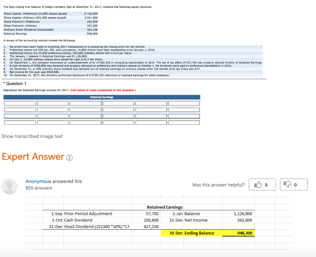 Solved Q : Prepare a retained earnings statement for | Chegg.com