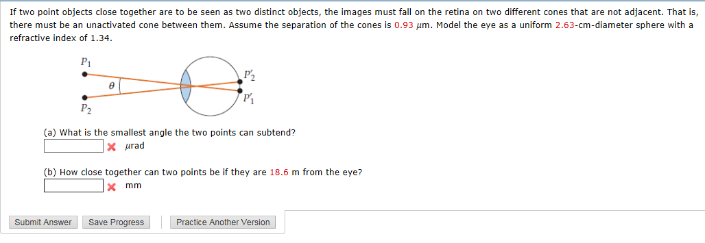 Solved If two point objects close together are to be seen as | Chegg.com
