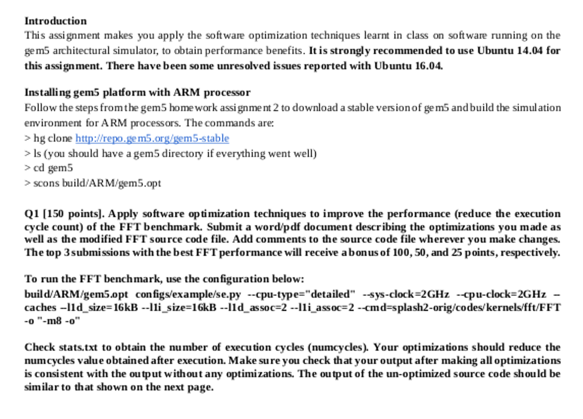 NOTE: Will need Ubuntu to install/run gem5, so if | Chegg.com