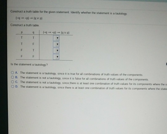 Solved Construct a truth table for the given | Chegg.com