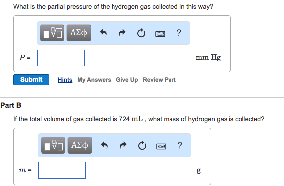 Solved What is the partial pressure of the hydrogen gas | Chegg.com