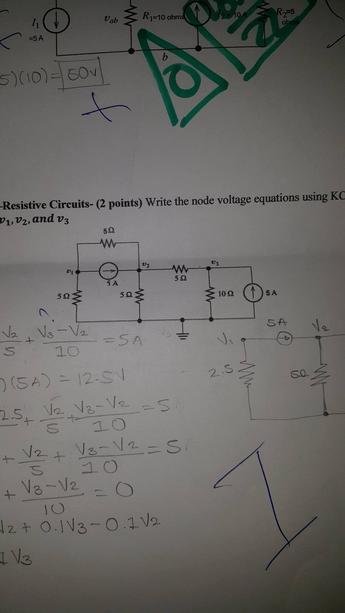 Solved write the node voltage equations using KCL in matrix | Chegg.com