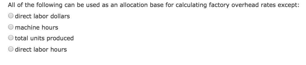 Solved All of the following can be used as an allocation | Chegg.com