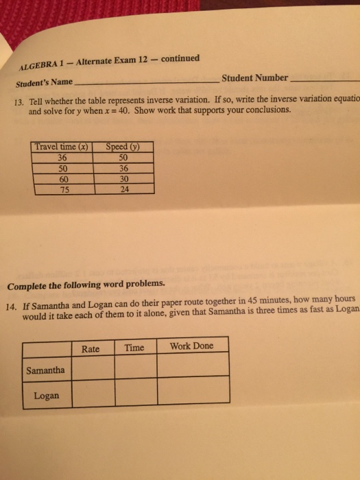 Solved Tell whether the table represents inverse variation. | Chegg.com