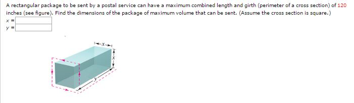 Solved A rectangular package to be sent by a postal service | Chegg.com