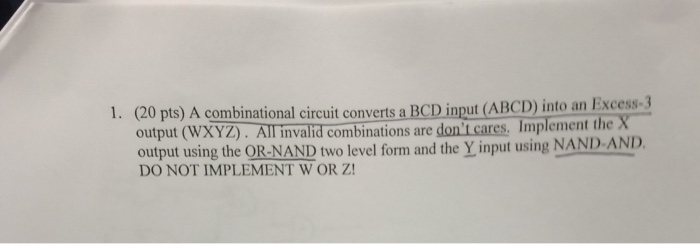 Solved A combinational circuit converts a BCD input (AHCD) | Chegg.com