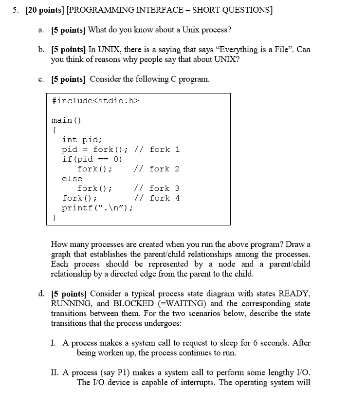 Solved 5 20 Points Programming Interface Short 