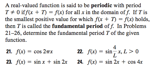 Solved A real-valued function is said to be periodic with | Chegg.com