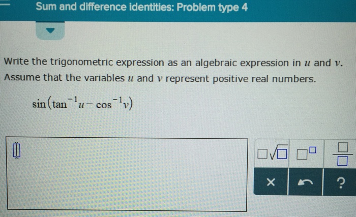 Solved Write the trigonometric expression as an algebraic | Chegg.com