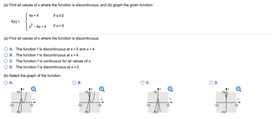 Solved Find all values of x where the function is | Chegg.com