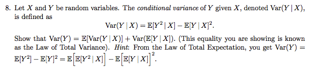 Solved Let X and Y be random variables. The conditional | Chegg.com
