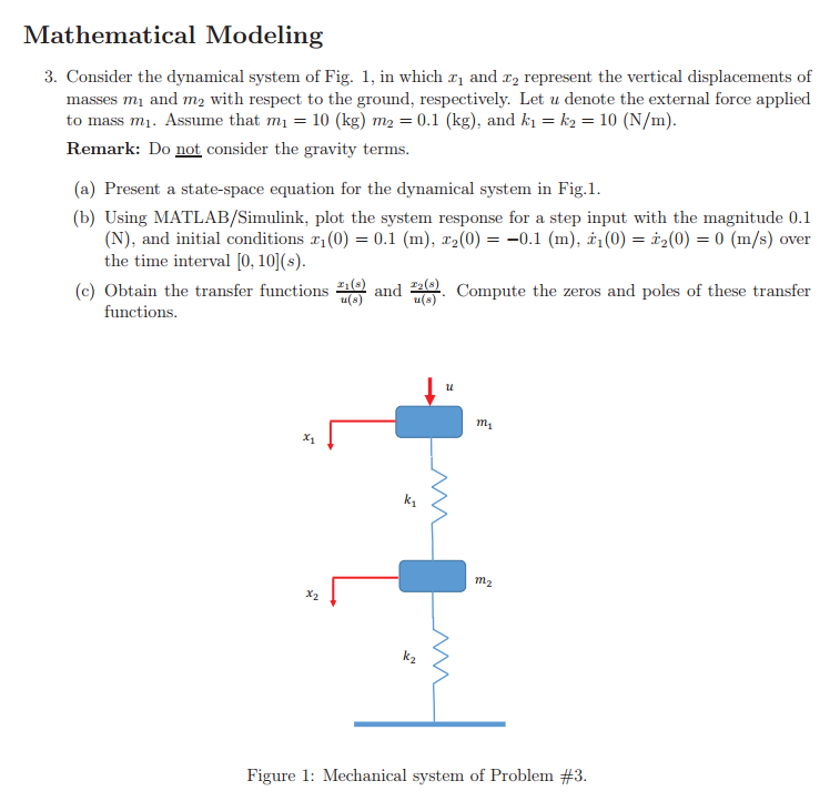 Solved Consider the dynamical system of Fig. 1, in which x_1 | Chegg.com