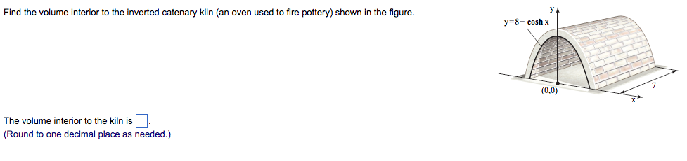 Solved Find the volume interior to the inverted catenary | Chegg.com