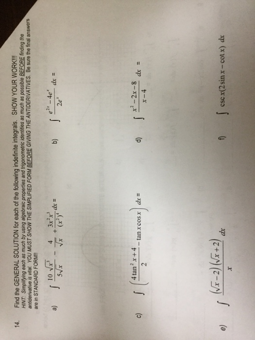 Solved 14. Find the GENERAL SOLUTION for each of the | Chegg.com