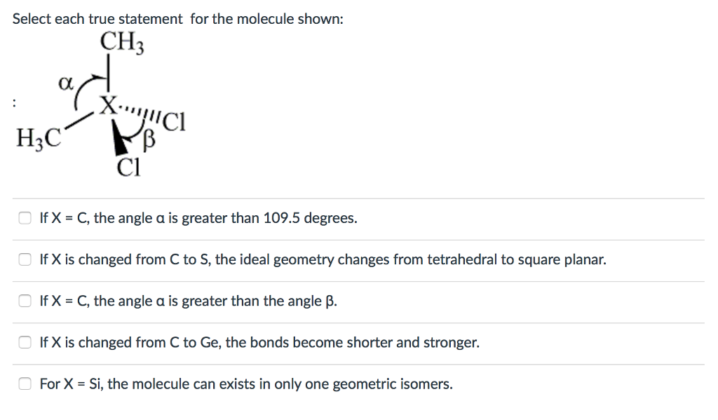 Solved Select each true statement for the molecule shown: | Chegg.com
