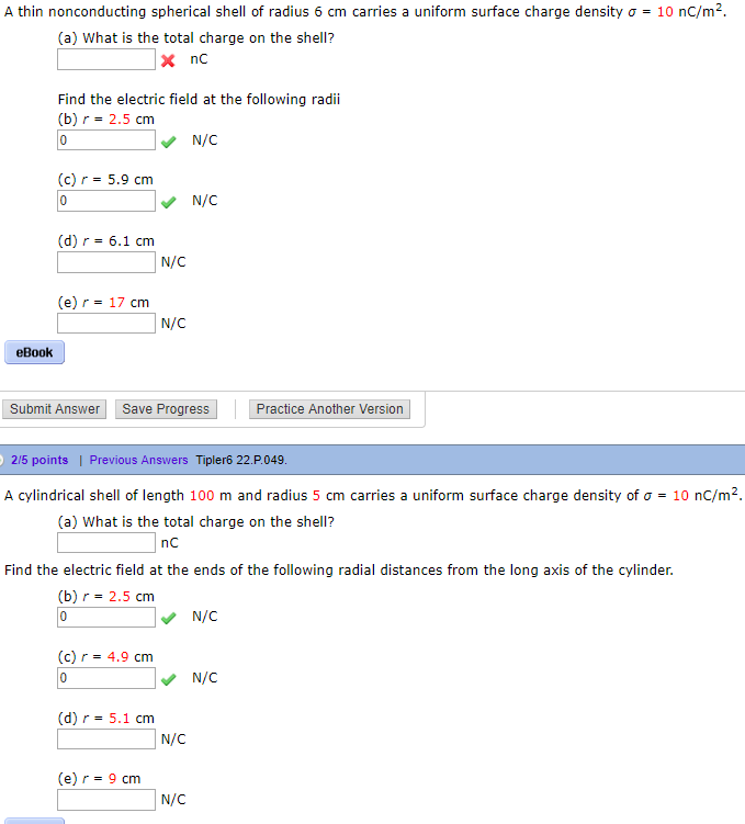 Solved A thin nonconducting spherical shell of radius 6 cm | Chegg.com