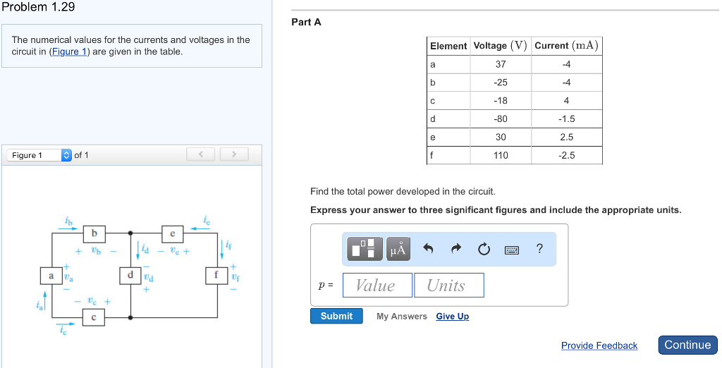 Solved The numerical values for the currents and voltages in | Chegg.com