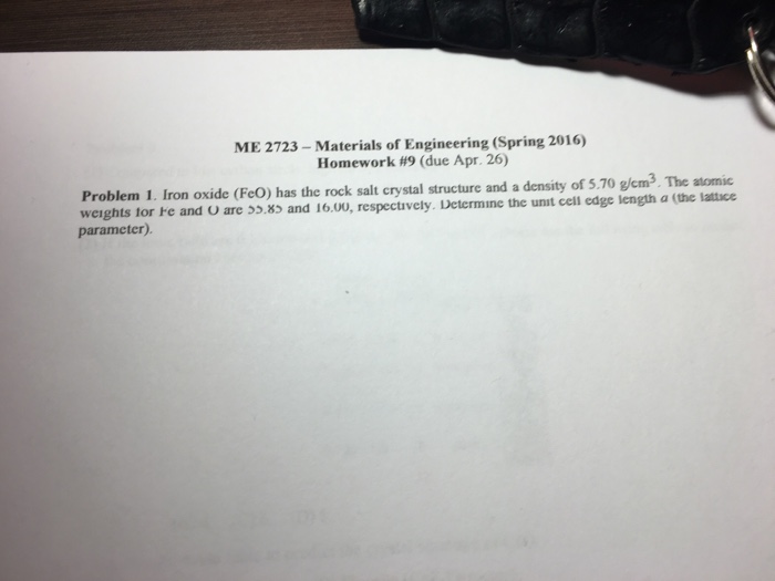Solved Iron oxide (FeO) has the rock salt crystal structure | Chegg.com