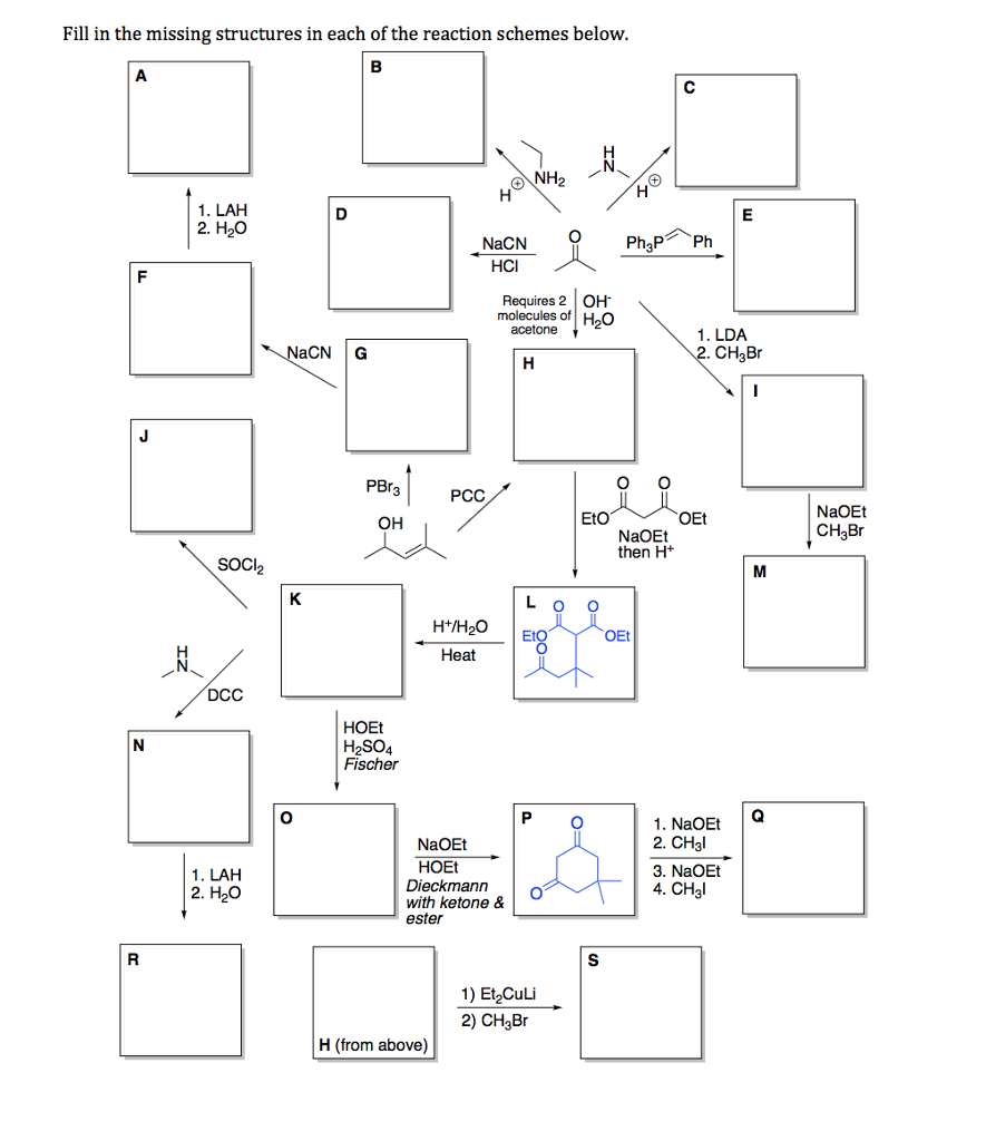 Solved Fill in the missing structures in each of the | Chegg.com