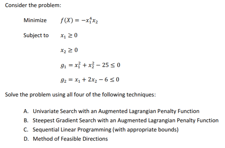 Consider the problem: Minimize f(X)-- 2 Subject to | Chegg.com