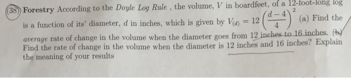 Solved Forestry According to the Doyle Log Rule, the volume, | Chegg.com