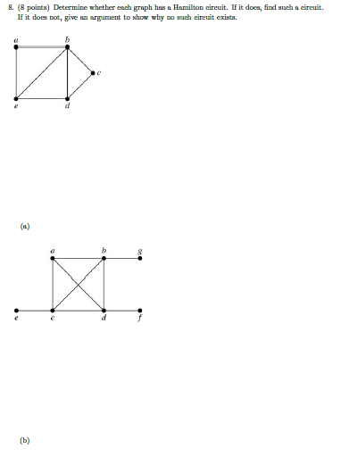Solved Determine whether each graph has a Hamilton circuit. | Chegg.com