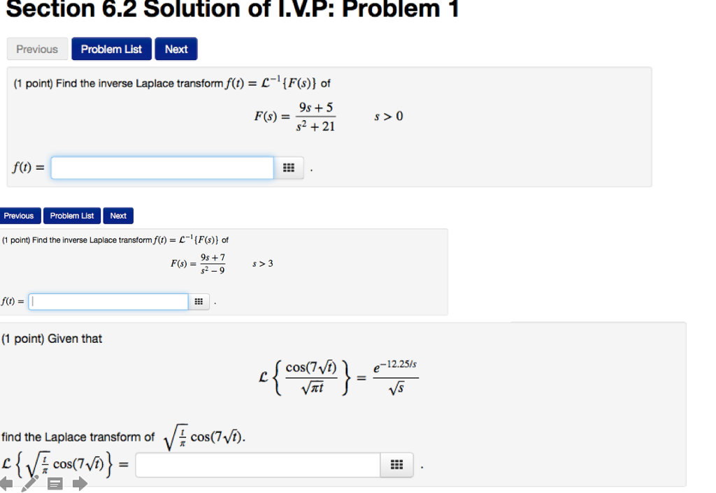 Solved Section 6.2 Solution of I.V.P: Problem 1 Previous | Chegg.com
