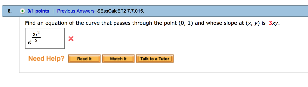 Solved 6. 0/1 points | Previous Answers SEssCalcET2 7.7.015 | Chegg.com Solved 6. 0/1 points | Previous Answers SEssCalcET2 7.7.015 | Chegg.com